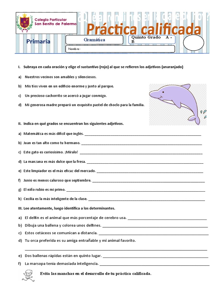 Adjetivo Practica | PDF | Artes del Lenguaje y Comunicación
