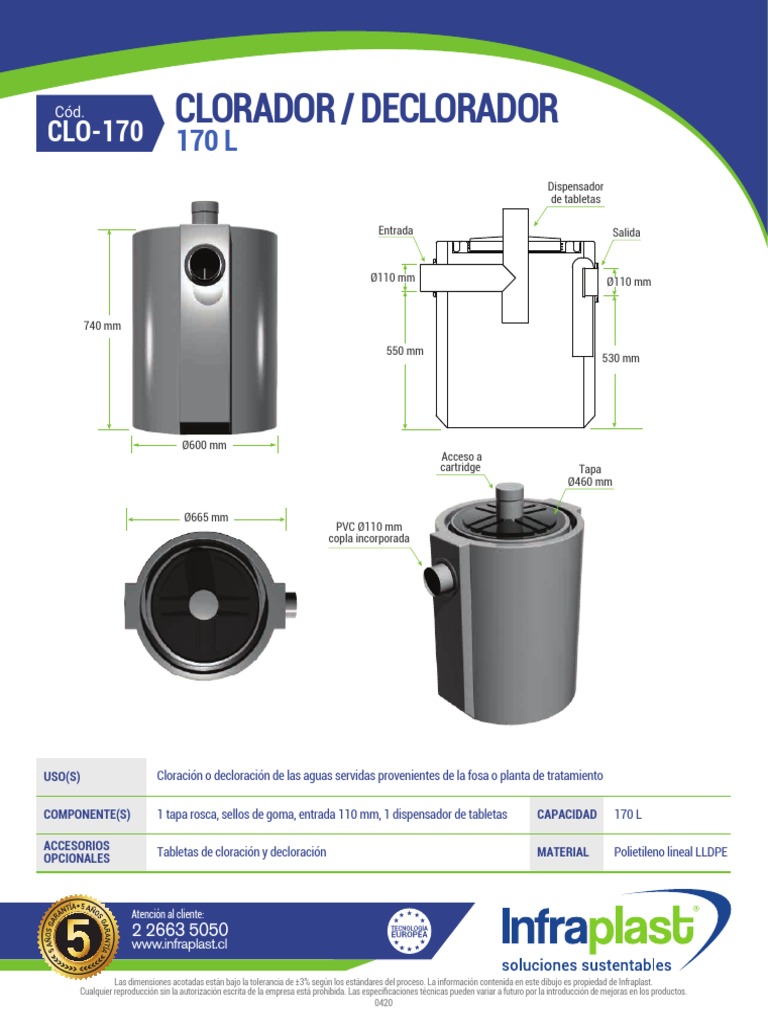 Infraplast-FT CLO 170 Clorador Declorador 170L-150420 | PDF