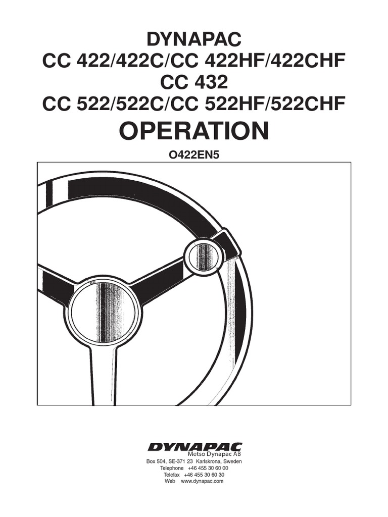 Operation: Dynapac CC 422/422C/CC 422HF/422CHF CC 432 CC 522/522C/CC ...
