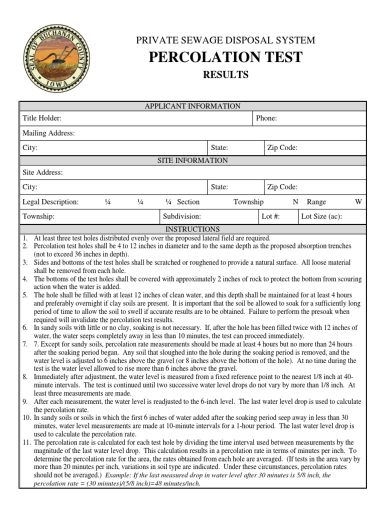 PSDS PercolationTest | PDF | Soil | Inch