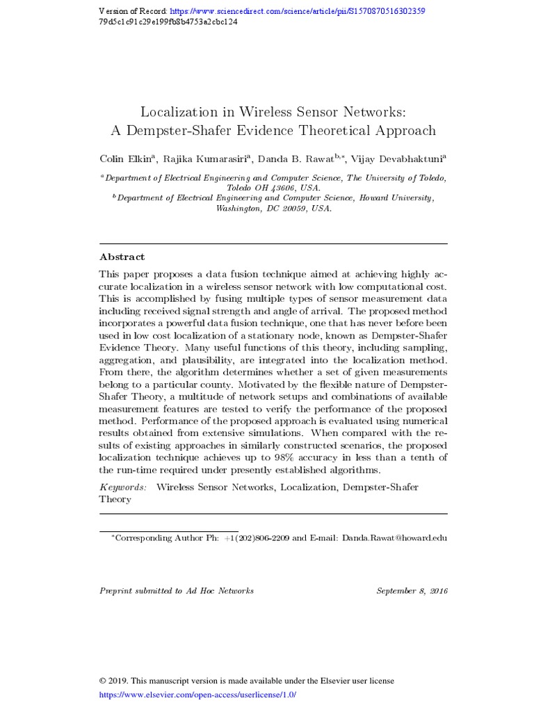 Localization In Wireless Sensor Networks Pdf Wireless Sensor