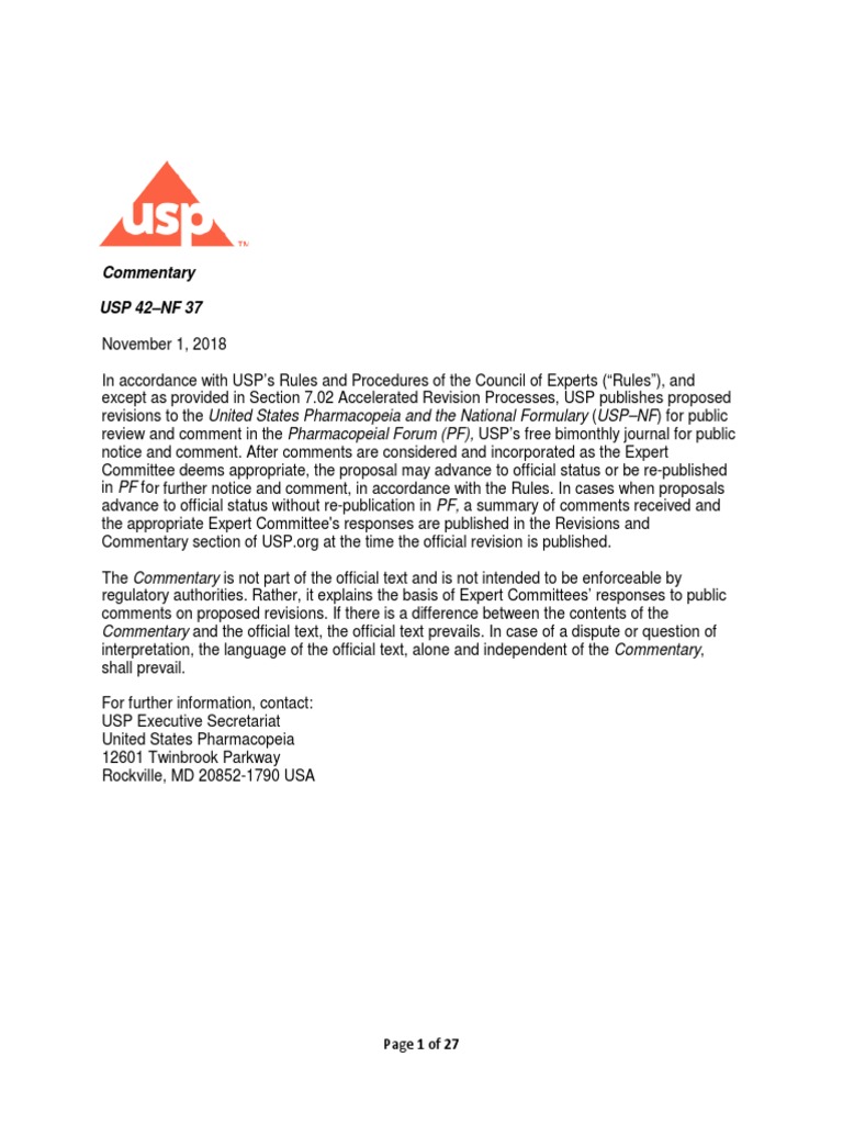 USP 42–NF 37 Commentary Overview | PDF | Absorption Spectroscopy ...