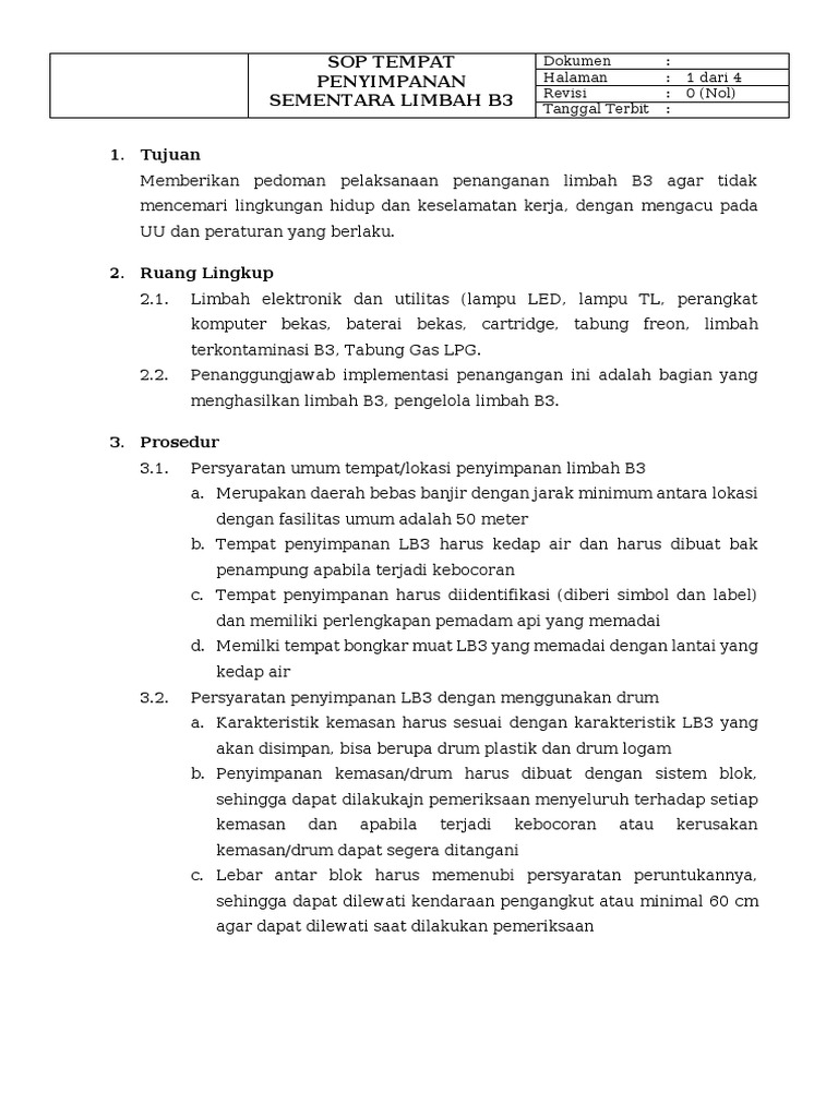 Lampiran Sop B3 | PDF