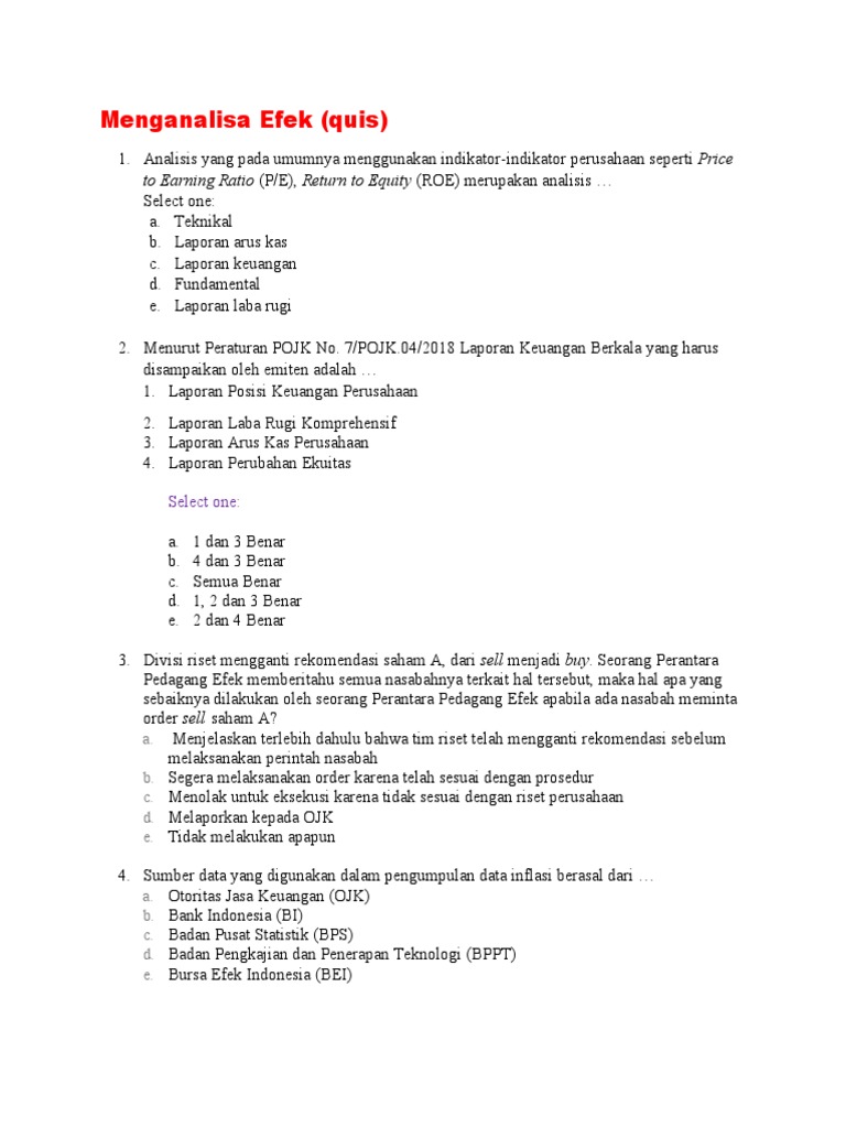Soal Kuis Wppe | PDF | Pengelolaan Keuangan & Uang