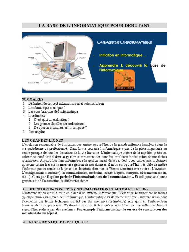 La Base de L'informatique Pour Debutant | PDF