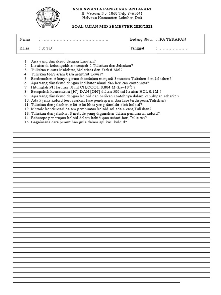 Soal Semester Dan Mid Genap 2020-2021 | PDF | Karier & Perkembangan | Seni