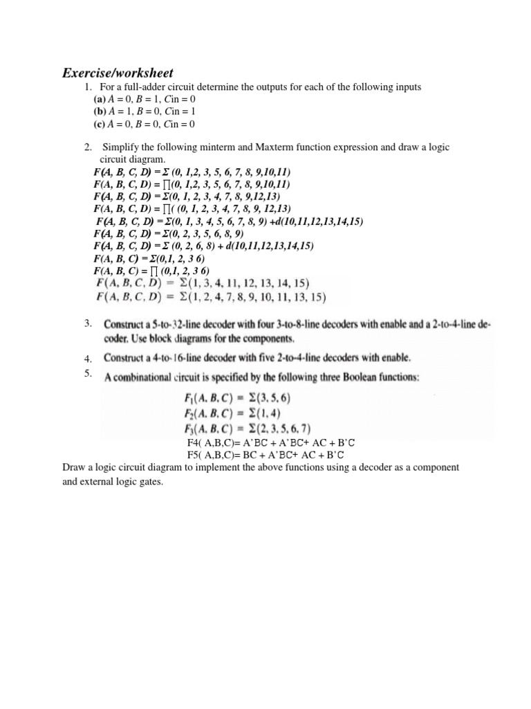 Exercise Worksheet | PDF