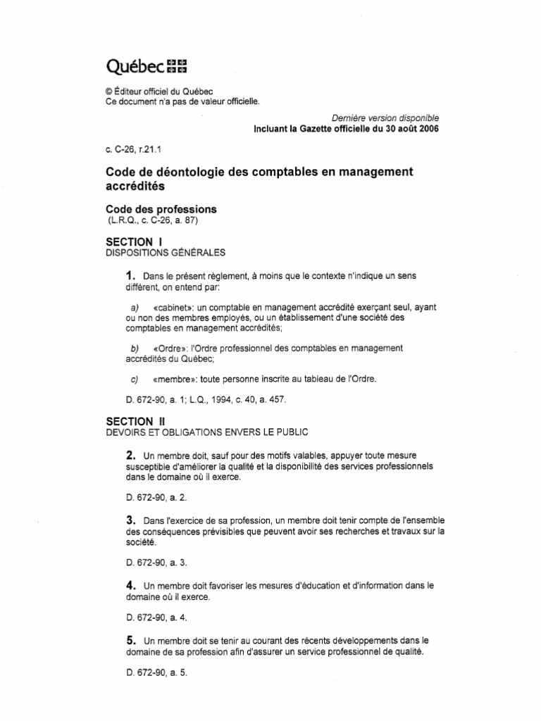 Code de Déontologie | PDF