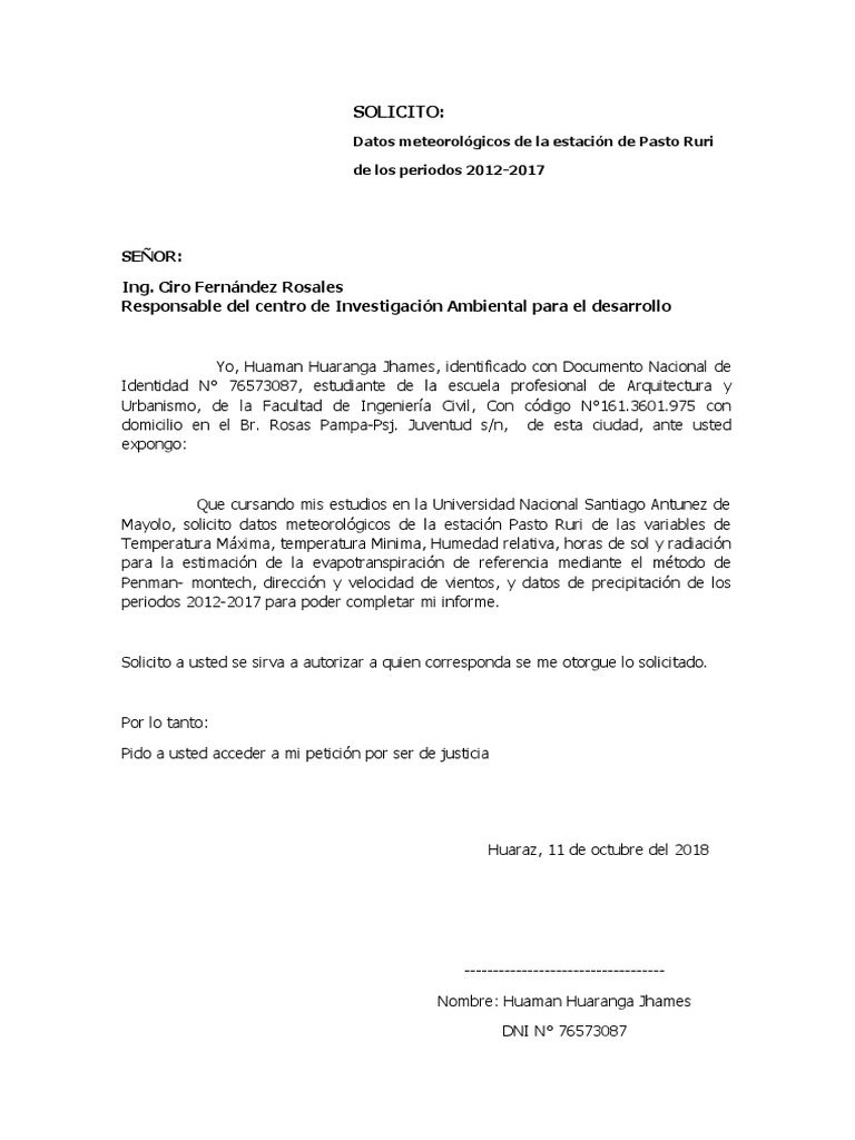 Solicitud Datos Meteorológicos 2012-2017 | PDF