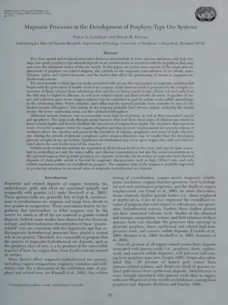 2 Candela - Magmatic Processes in The Development of Porphyry-Type Ore ...