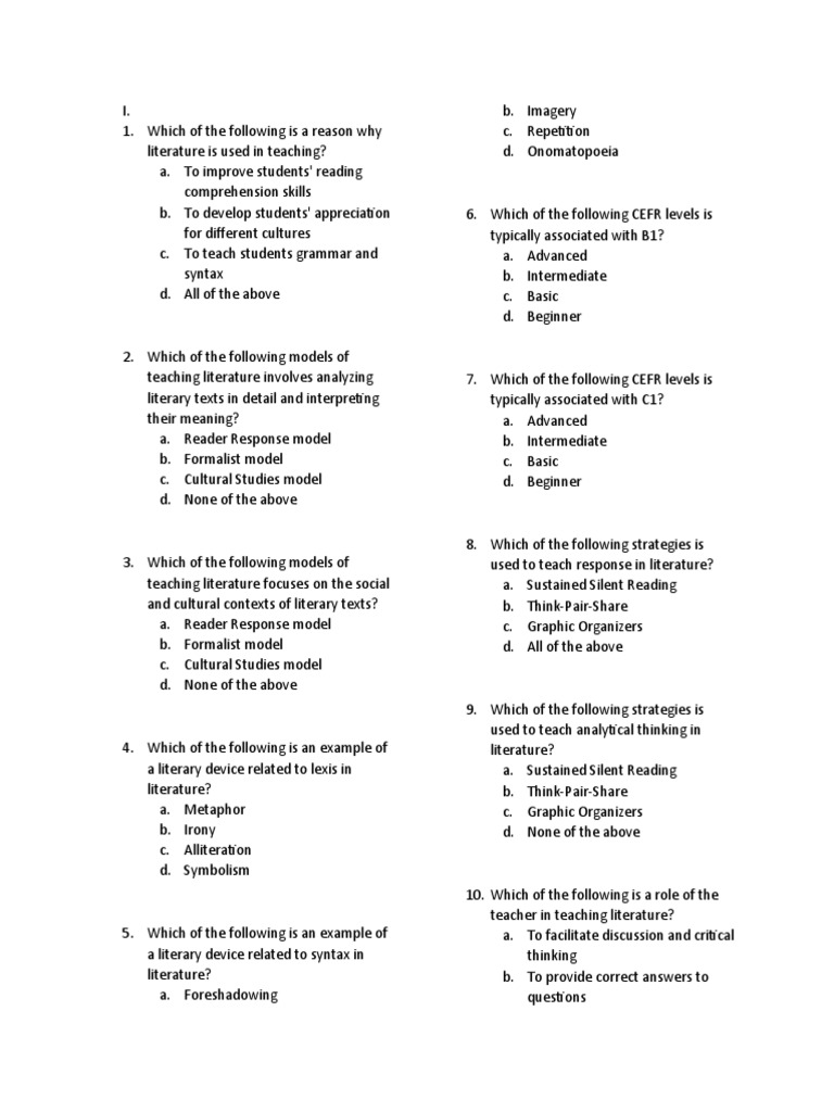 Teaching Literature: Strategies & Models | PDF | Reading Comprehension ...