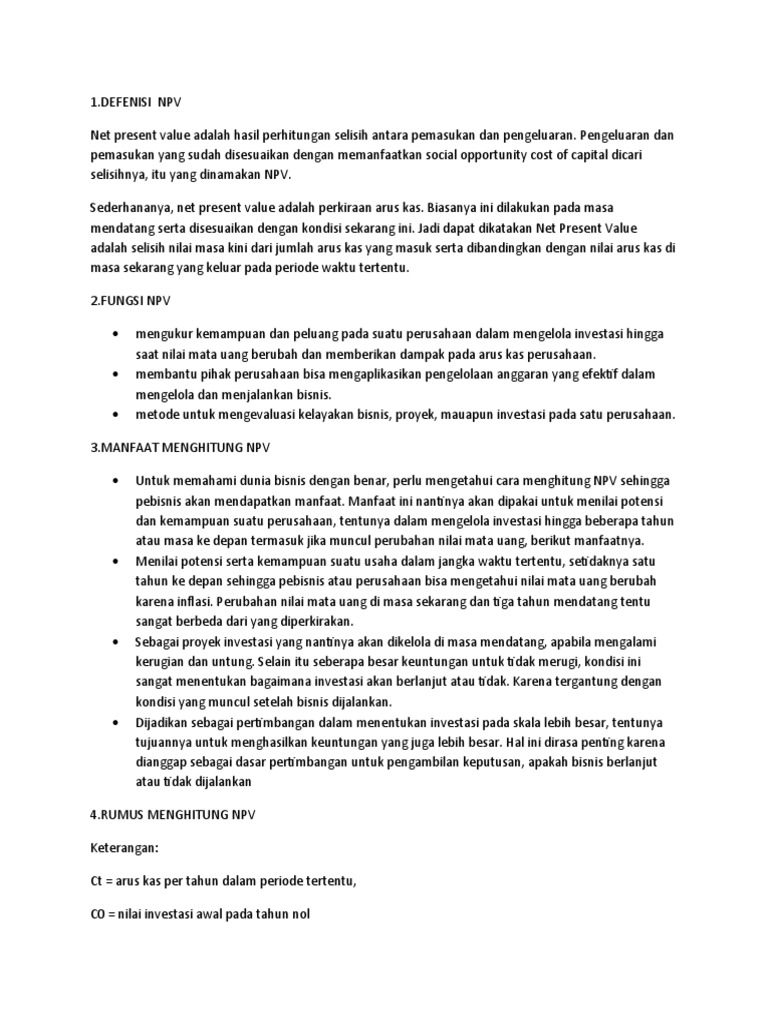 Materi Npv Net Present Value Pdf