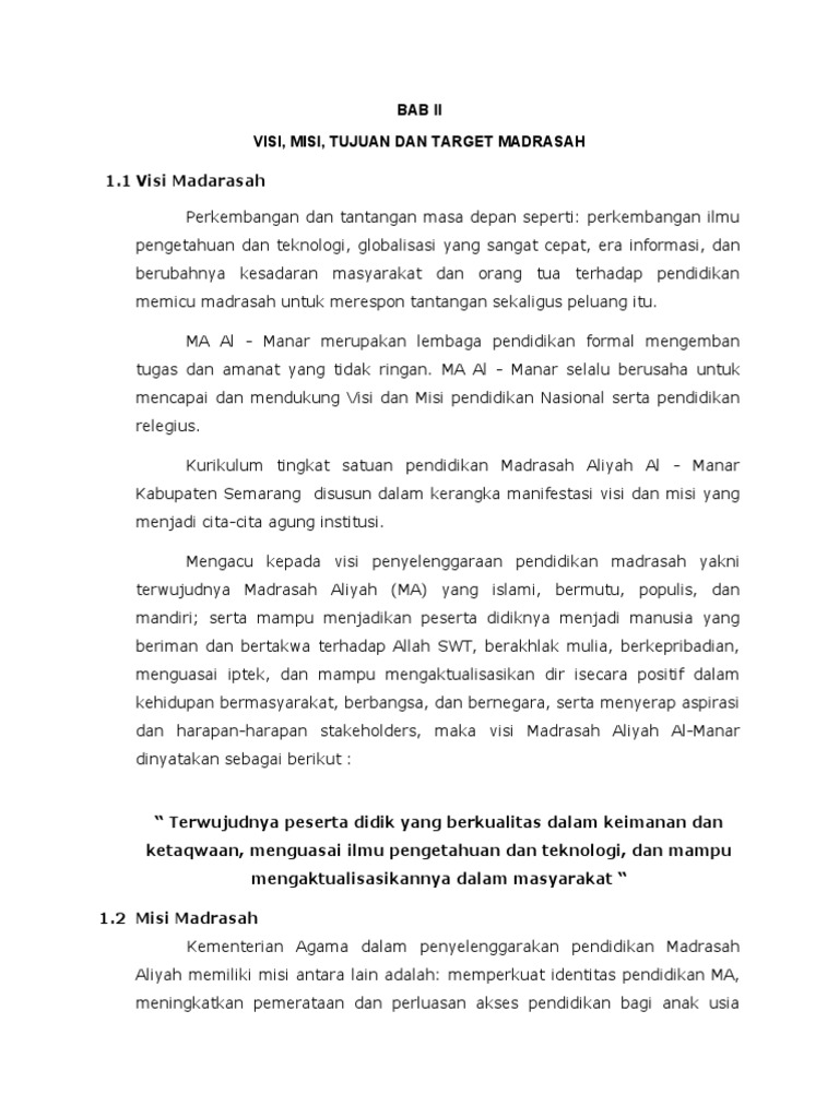 Visi Misi MA Al Manar | PDF