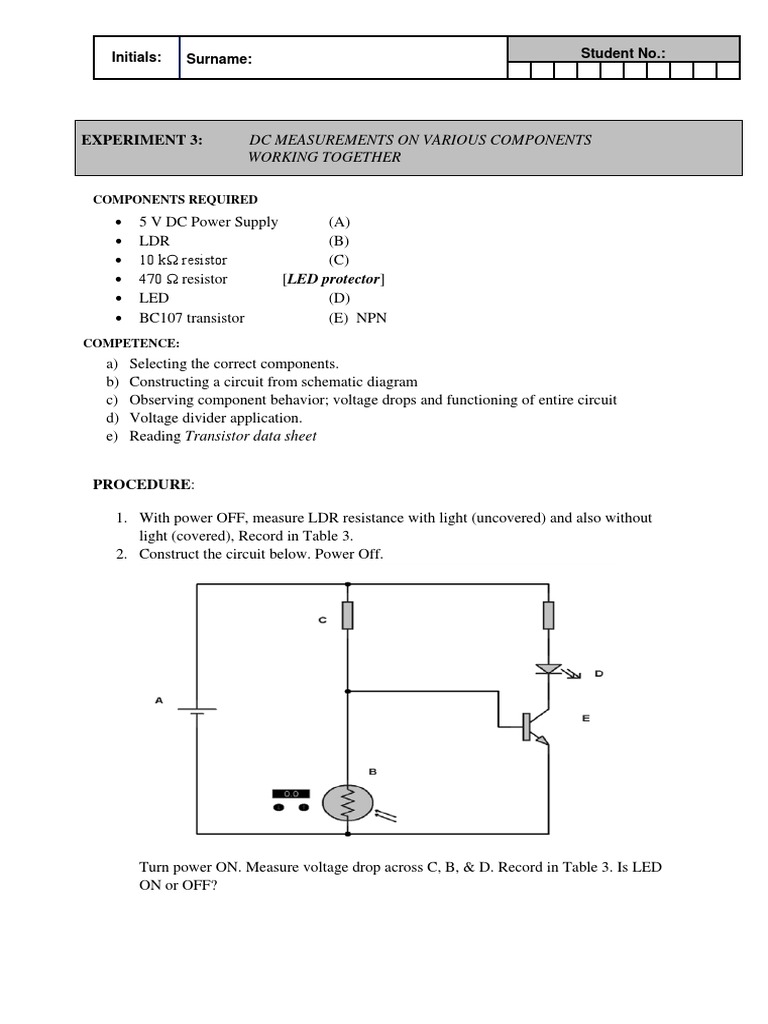 Experiment 3 Diagram | PDF