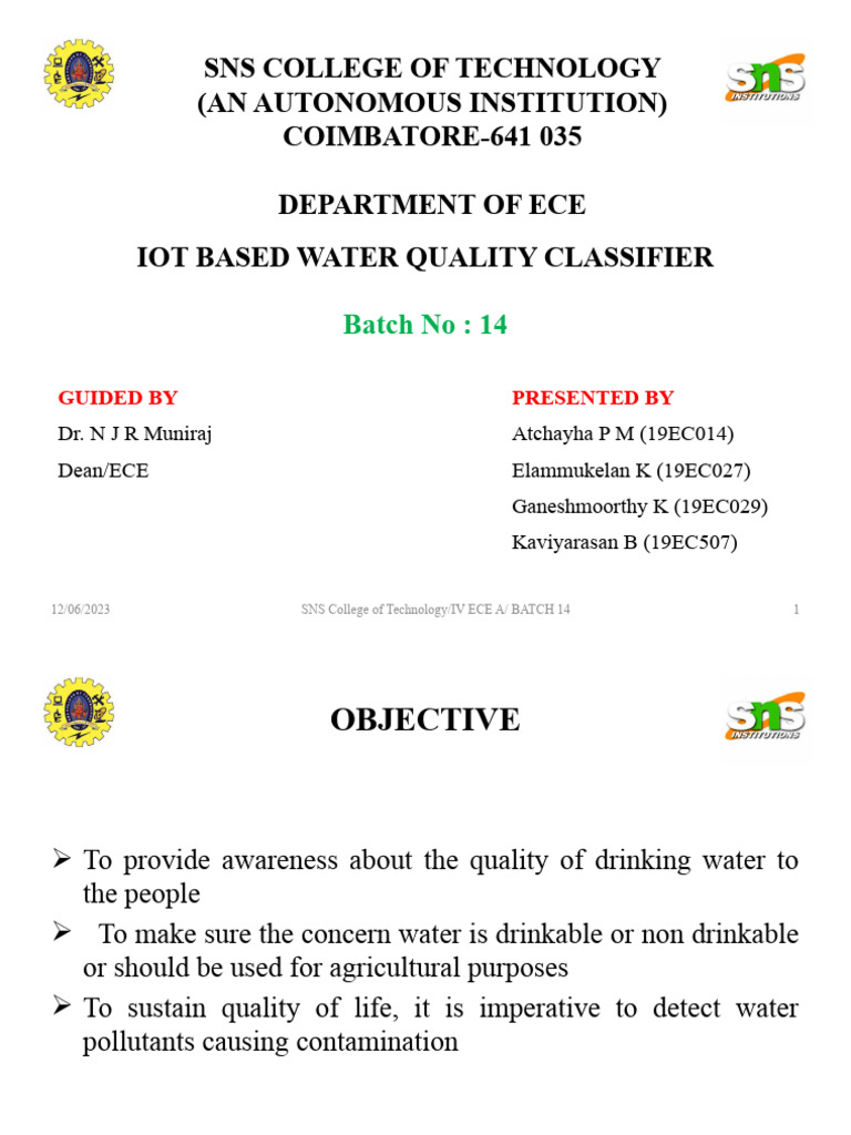 Sns College of Technology (An Autonomous Institution) COIMBATORE-641 035 Department of Ece Iot ...