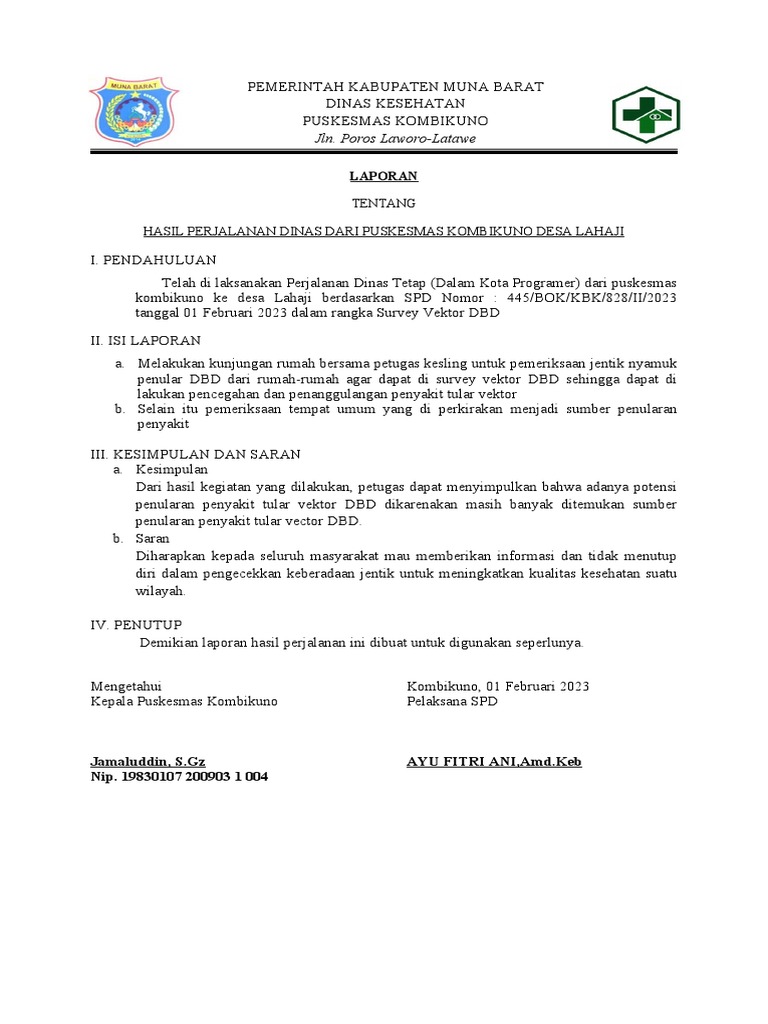 Laporan Survey Vektor DBD | PDF | Ilmu Sosial | Pengembangan Diri