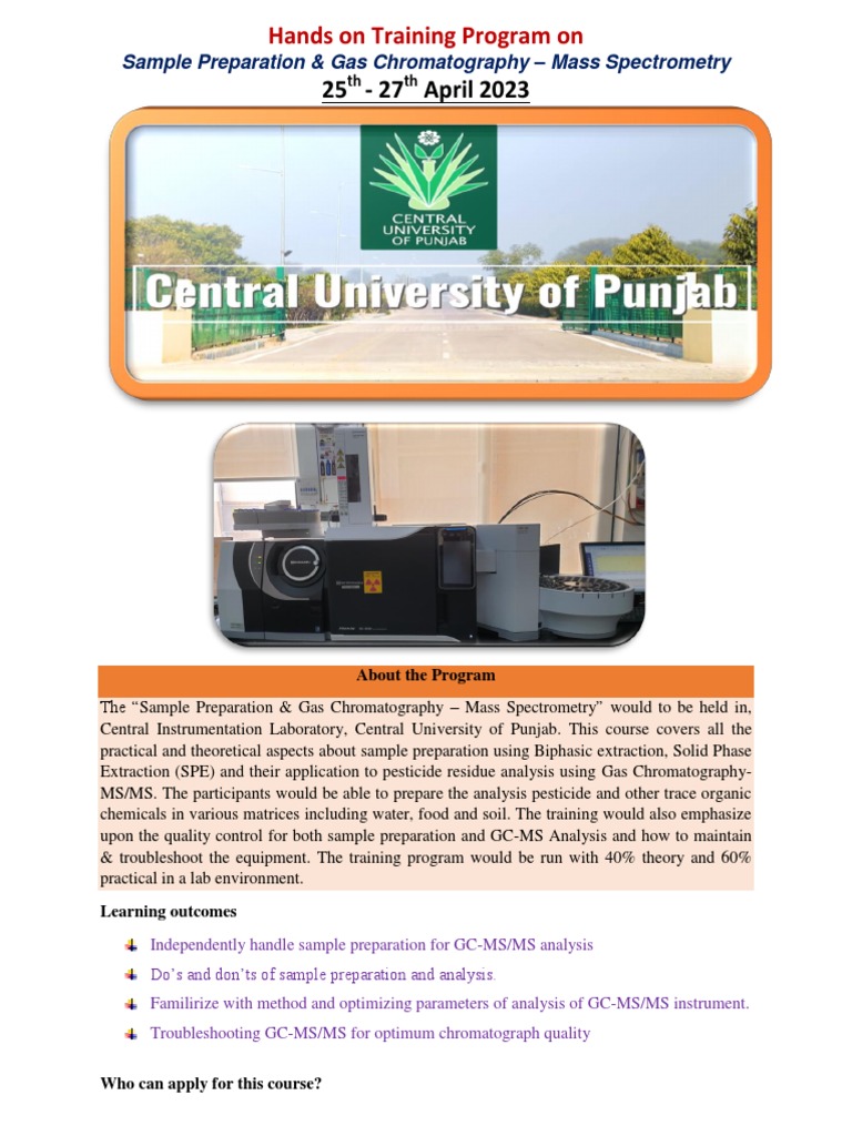 Hands On Training Gc-Ms | PDF | Gas Chromatography–Mass Spectrometry | Chromatography
