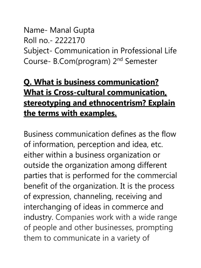 Communication in Professional Life by Manal Gupta | Download Free PDF ...