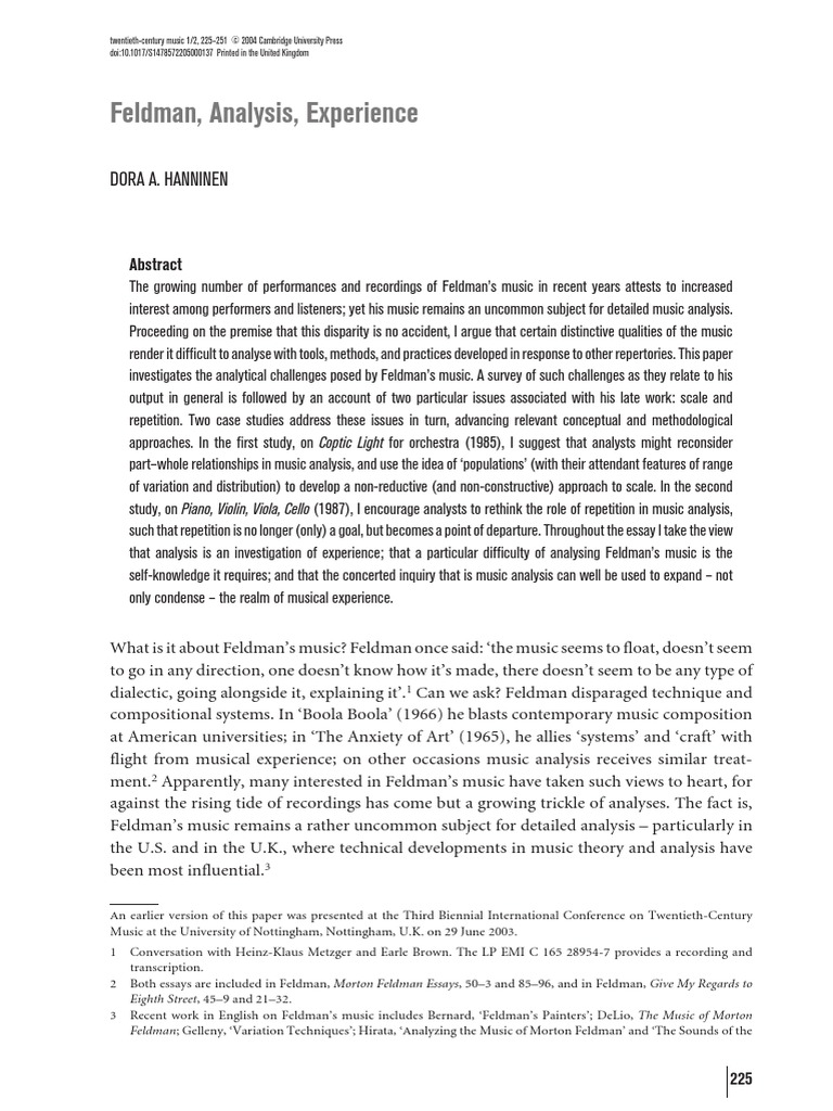 Hanninen - Feldman, Analysis, Experience | PDF | Methodology | Experience