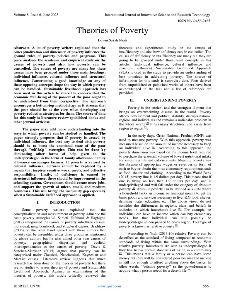 Theories of Poverty | PDF | Poverty | Poverty & Homelessness