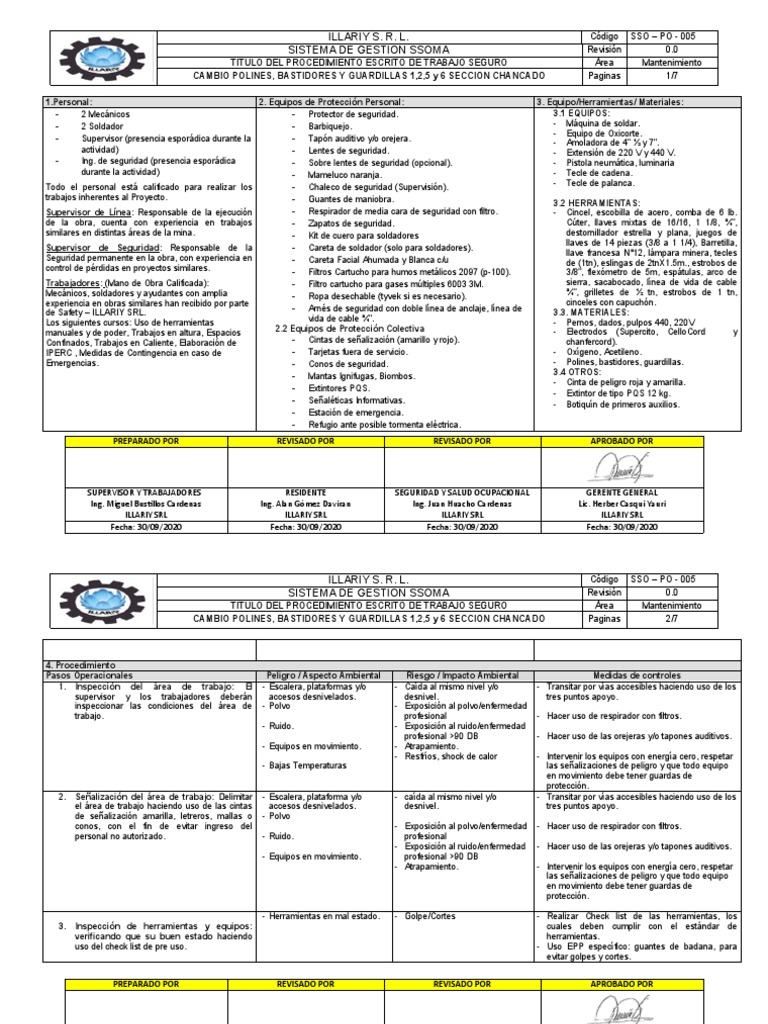 13. Pets Cambio de Polines, Bastidores, Guardillas u.m Corona | PDF | Seguridad y salud ...