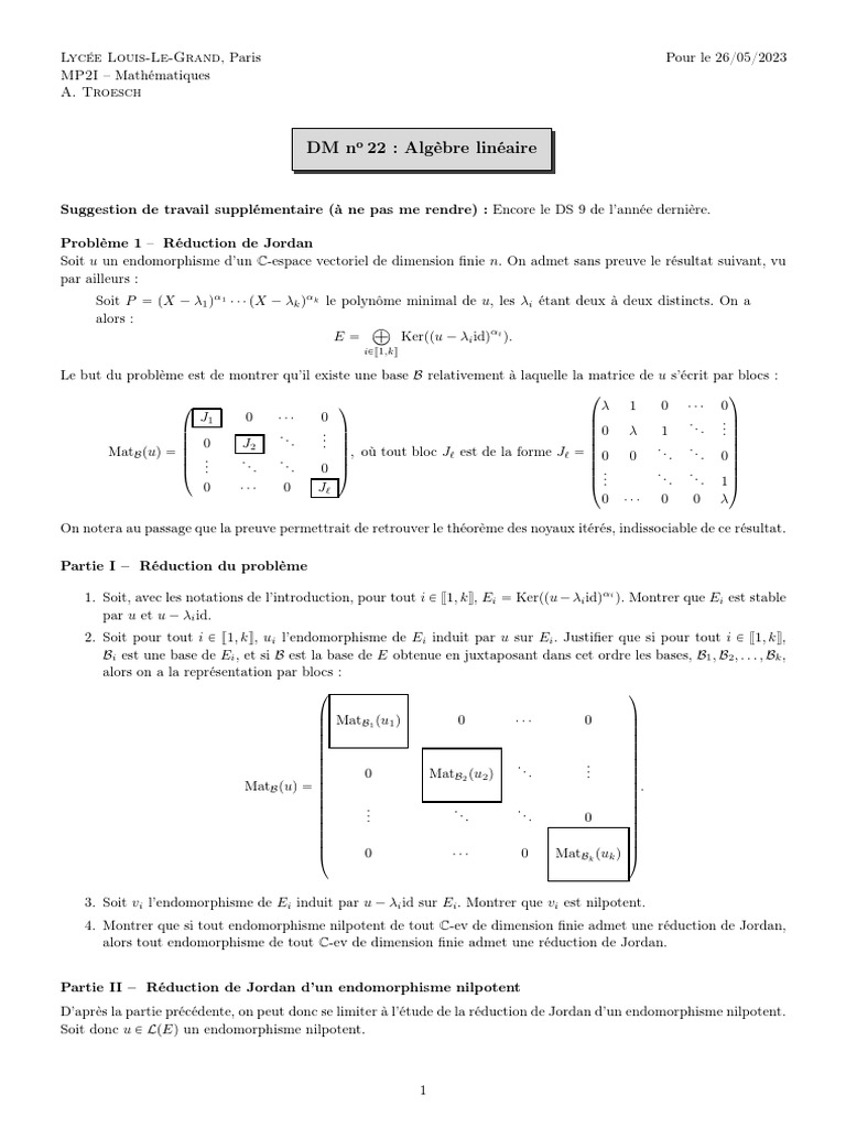 Reduction de Jordan - Matrices de Hessenberg - Troesch | PDF | Valeur ...