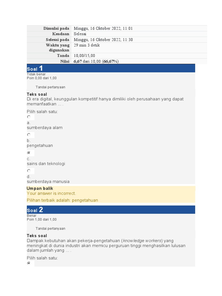 Quiz 1 - Belajar Di Era Digital | PDF