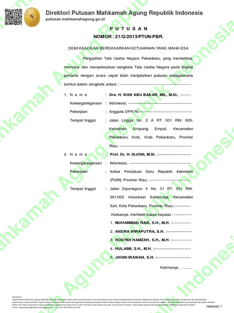 Putusan 21 G 2013 Ptun-Pbr 20210807 230617 141312 | PDF