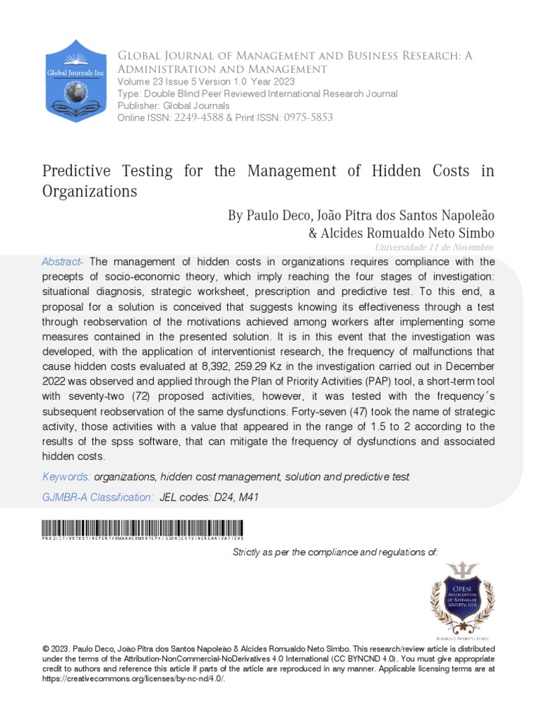 Predictive Testing For The Management of Hidden Co | PDF | Theory ...