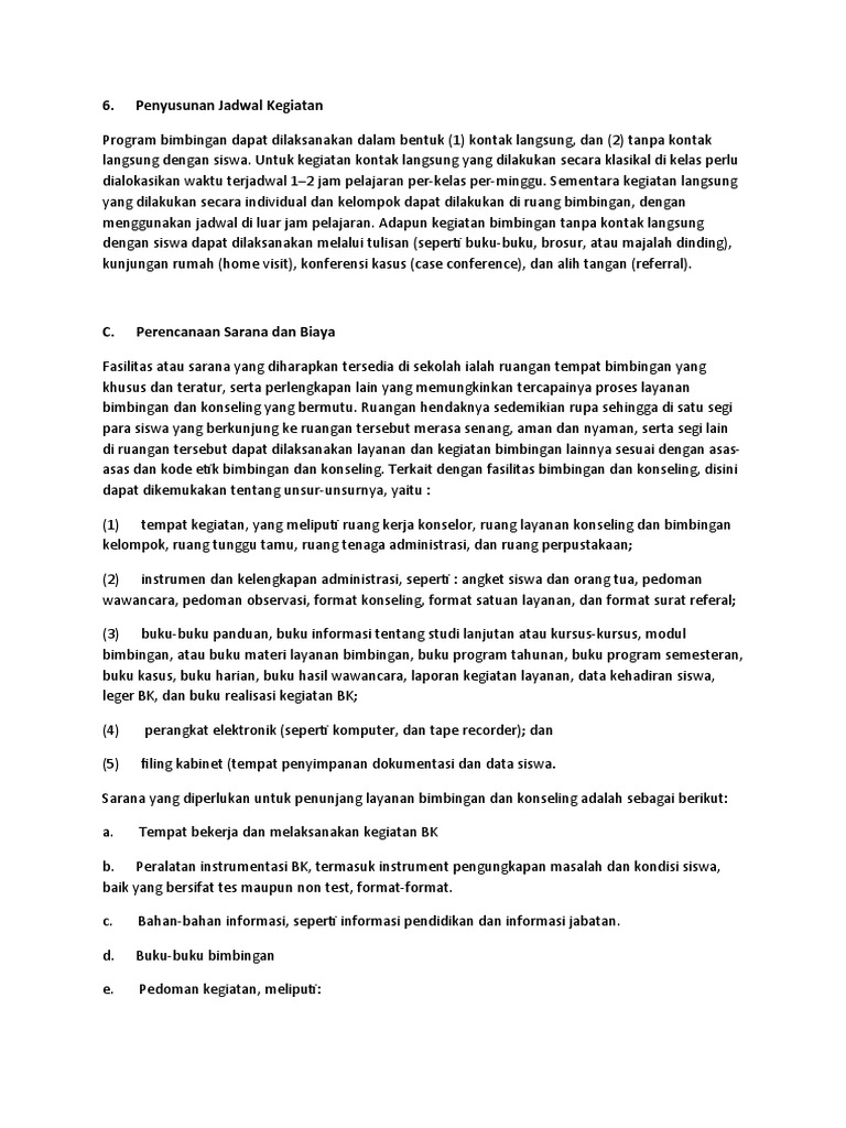 Penyusunan Jadwal Bimbingan Konseling | PDF