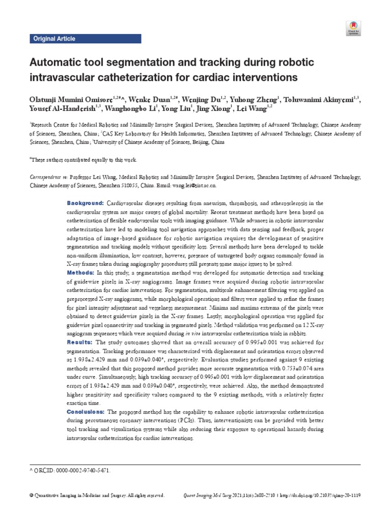 Automatic Tool Segmentation and Tracking During Robotic Intravascular ...