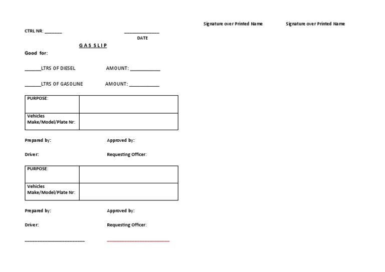 Gas Slip Form for Vehicle Fueling | PDF