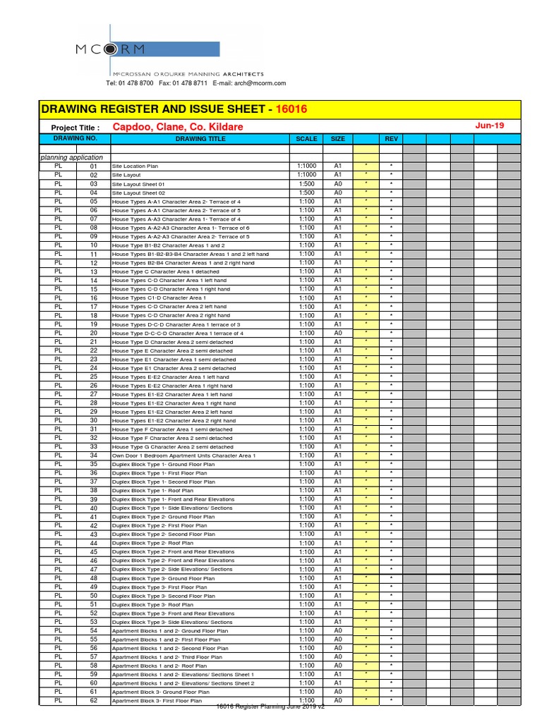 Drawings Register Example 5 | PDF | Apartment | Residential Buildings