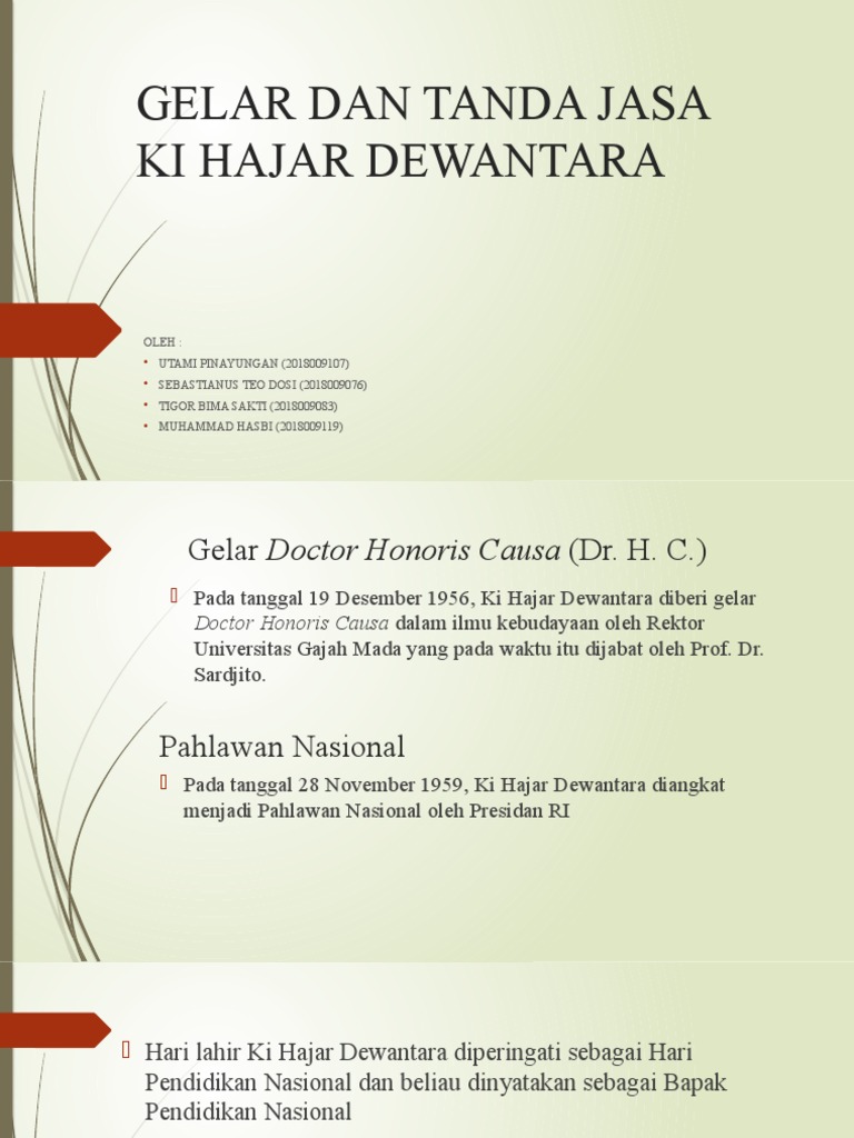 Gelar Dan Tanda Jasa Ki Hajar Dewantara | PDF