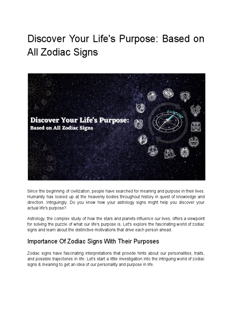Discover Your Life's Purpose Based on All Zodiac Signs | PDF ...