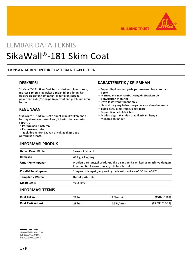 Sikawall 181 Skimcoat | PDF