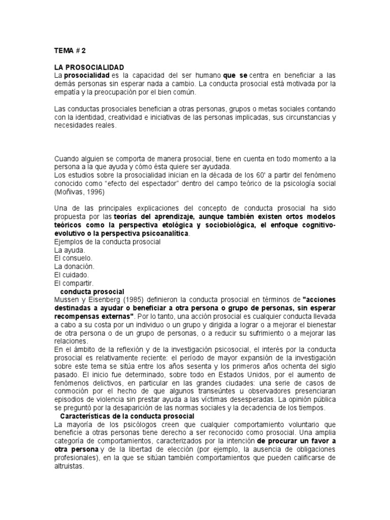 Prosocialidad: Concepto y Teorías | PDF | Ciencias sociales ...