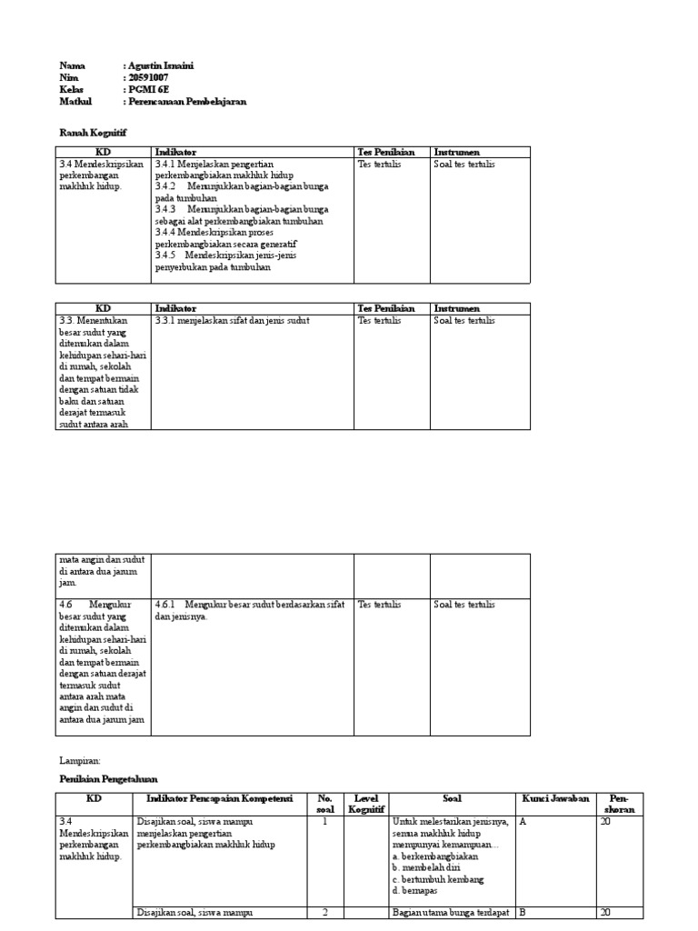 Instrumen Penilaian Kognitif, Afektif, Psikomotorik | PDF