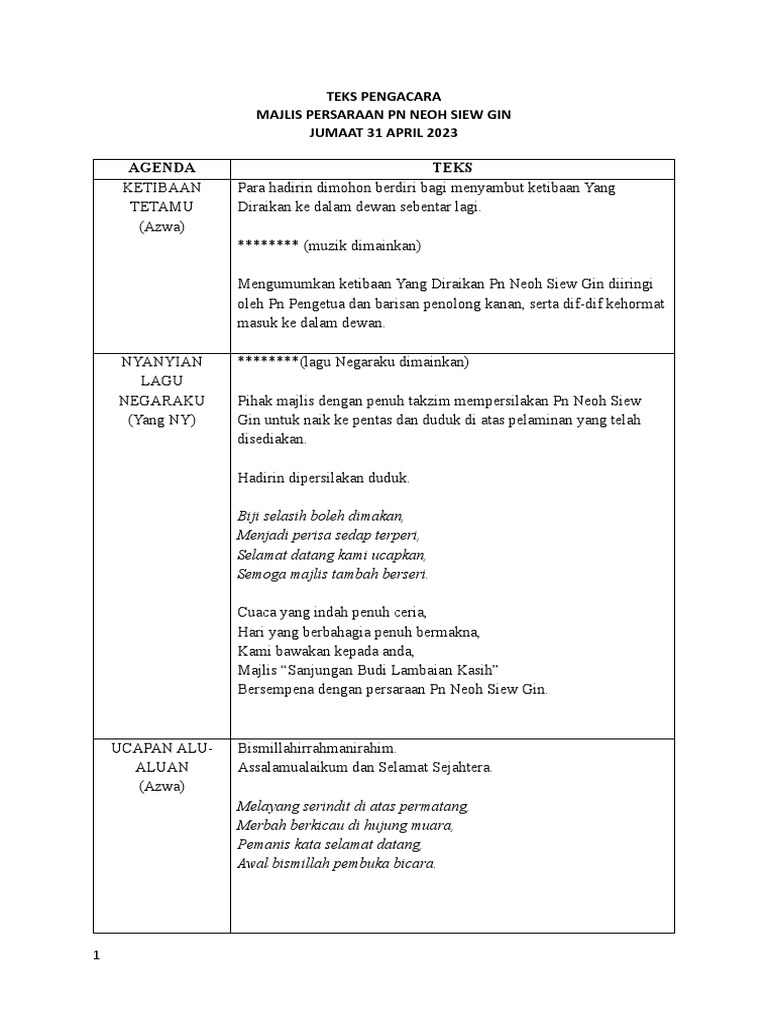 Majlis Persaraan Pn Neoh Siew Gin | PDF