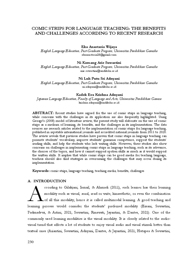 Comic Strips For Language Teaching The Benefits and Challenges ...