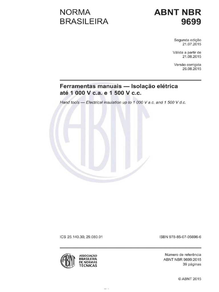 NBR 9699 - 2015 Ferramentas Manuais Isolacao Eletrica | PDF