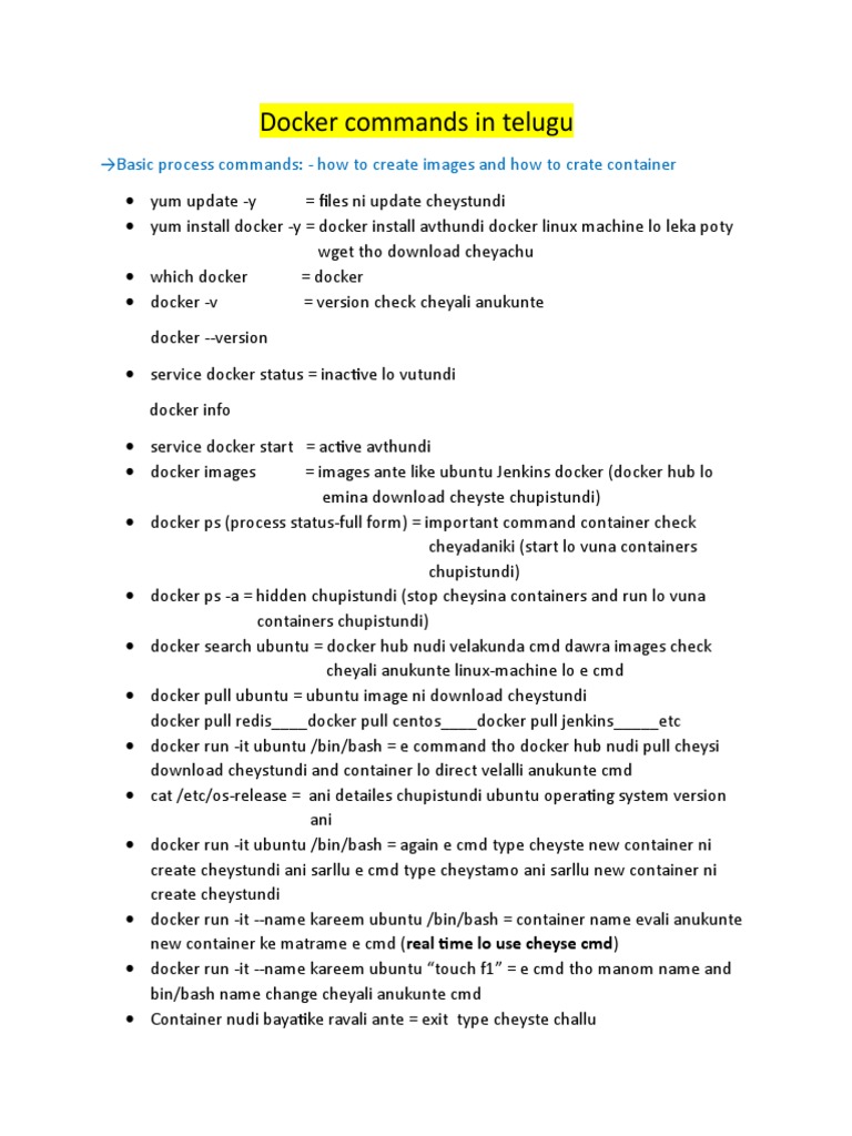 Docker Commands | PDF | Linux | Operating System Technology