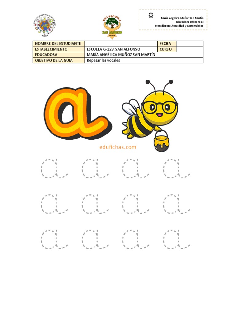 GUIA 2-23 REPASAR LAS VOCALES | PDF