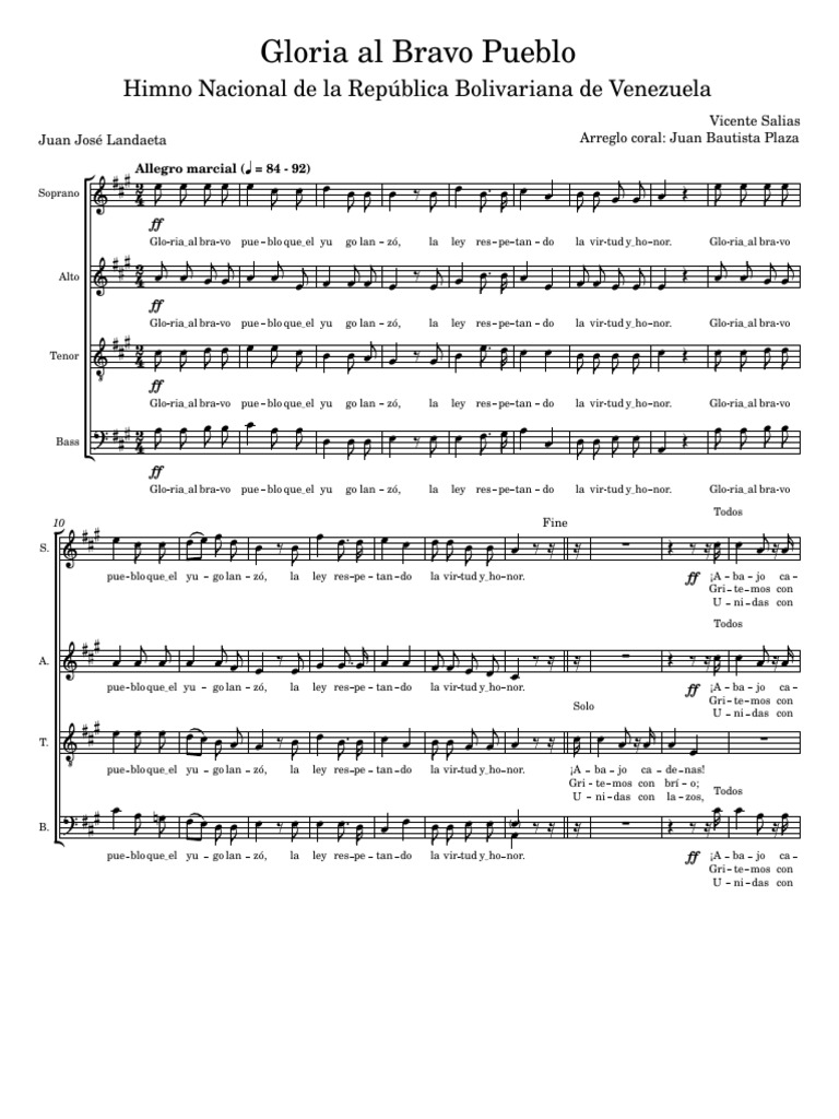 Gloria_al_Bravo_Pueblo | PDF | Musica Norteamericana | Himnos