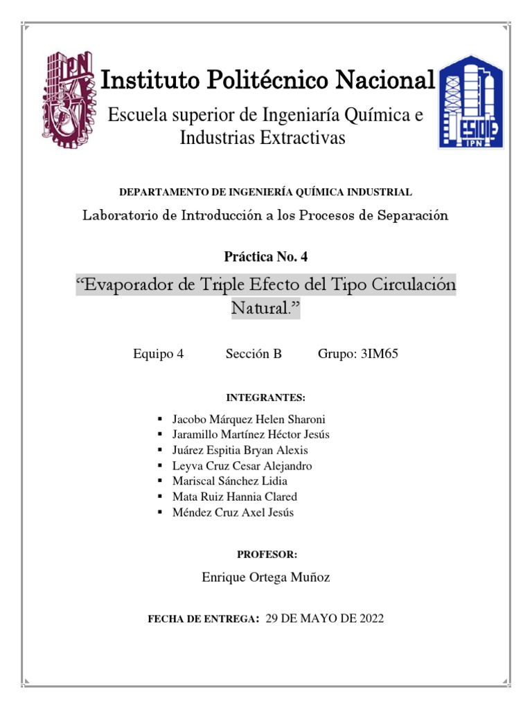 Practica No.4 - Múltiple Efecto | PDF