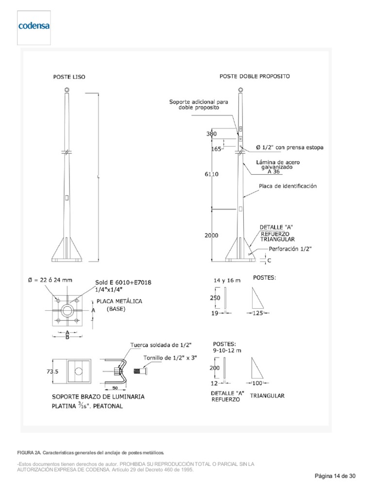 452 - Postes Metalicos-14-20 Planos Con Medidas Des Postes Metalicos de ...