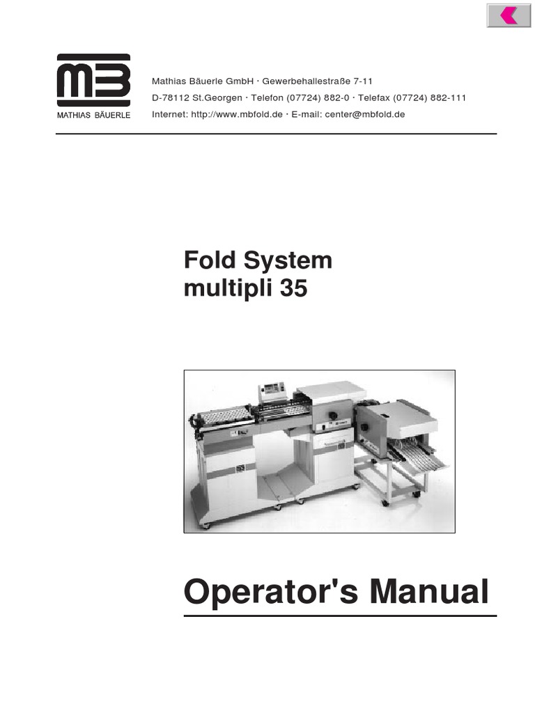 MBM 352s Professional Series Air Suction Paper Folder Manual | PDF