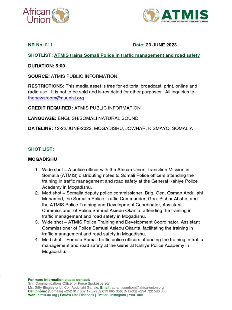 ATMIS Trains Somali Police in Traffic Management and Road Safety ...