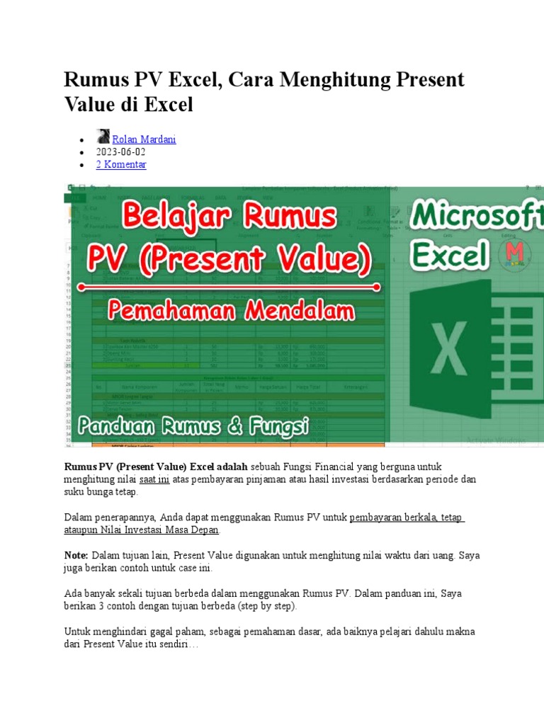 Rumus PV Excel | PDF | Pengelolaan Keuangan & Uang
