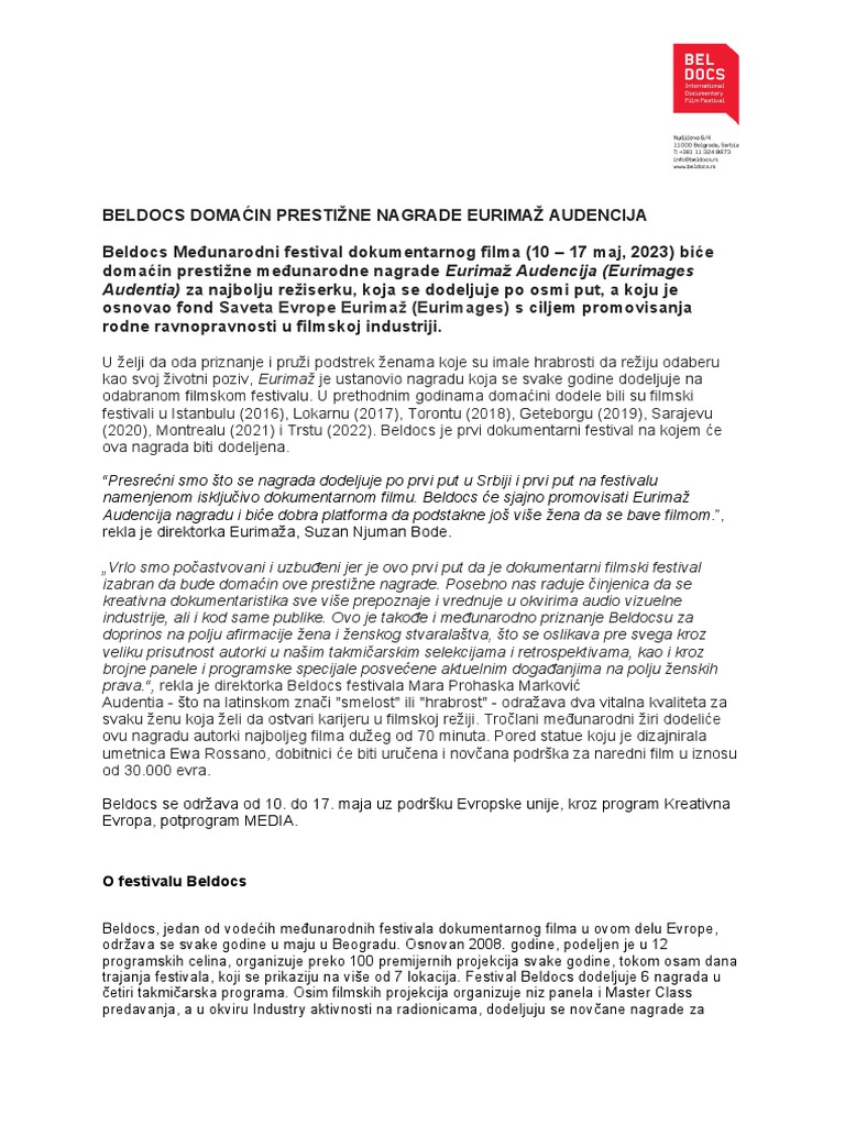 BELDOCS EUROMAZ - Saopštenje 2 | PDF